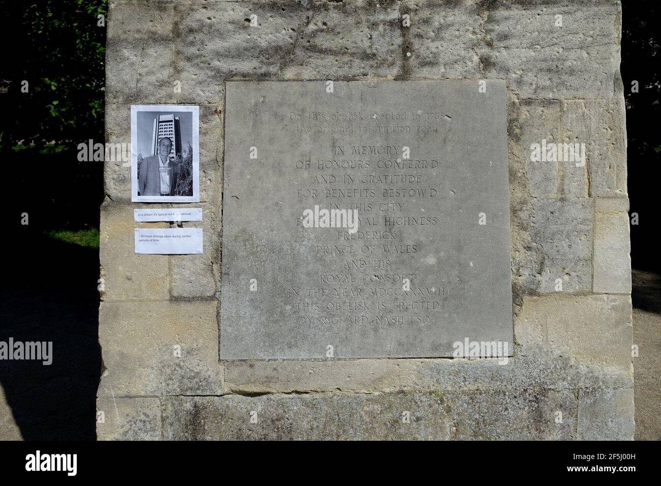 Queen Square Obelisk inscription - Bath, England Stock Photo - Alamy