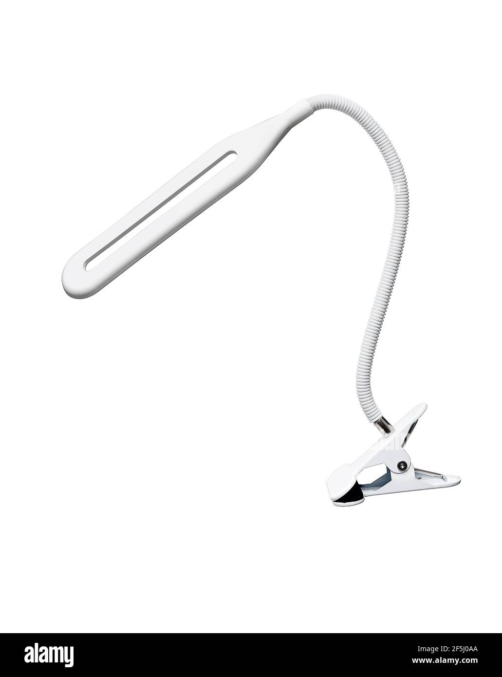 LED lamp on a flexible leg with a clothespin for attaching to a table ...