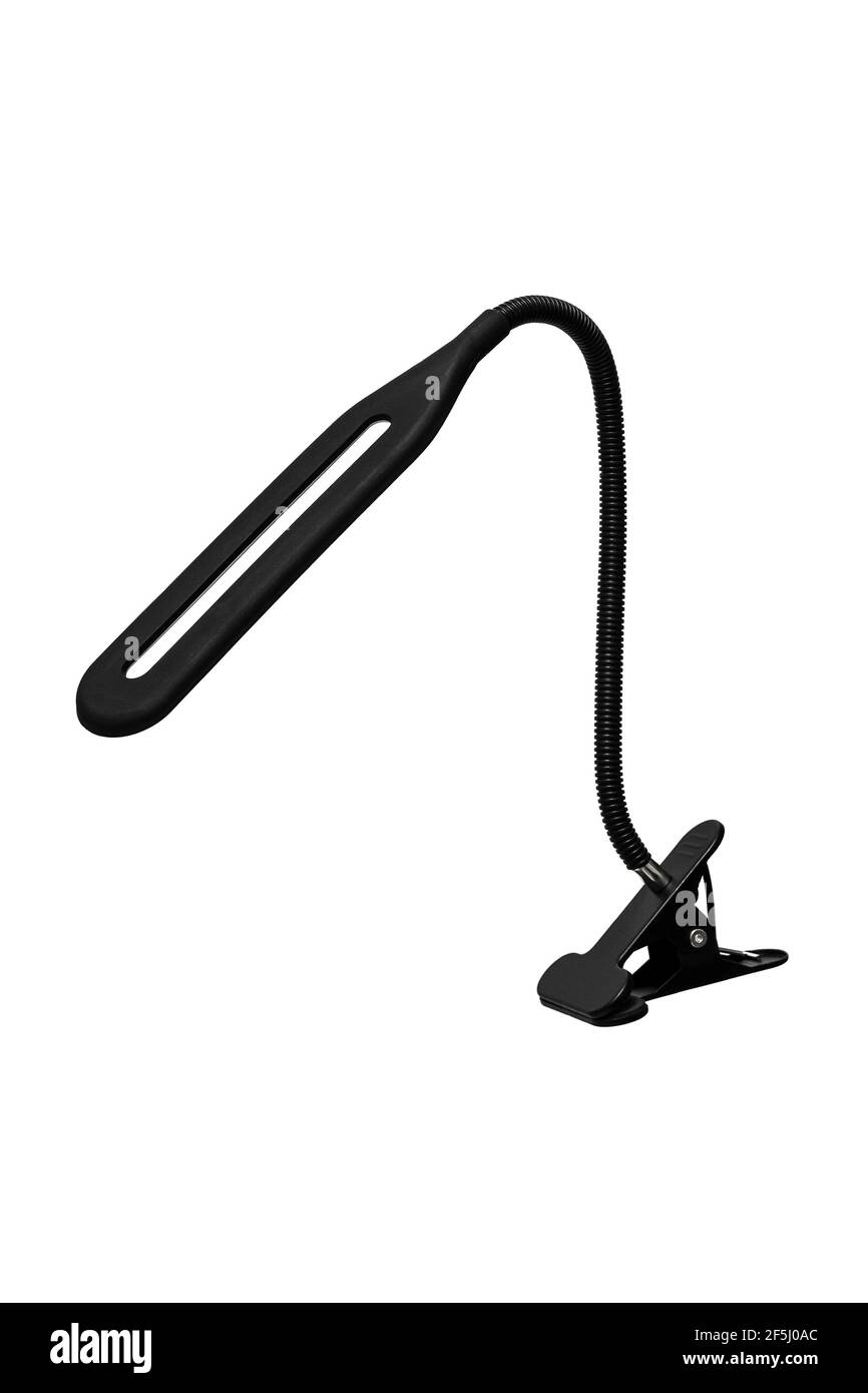 LED lamp on a flexible leg with a clothespin for attaching to a table ...
