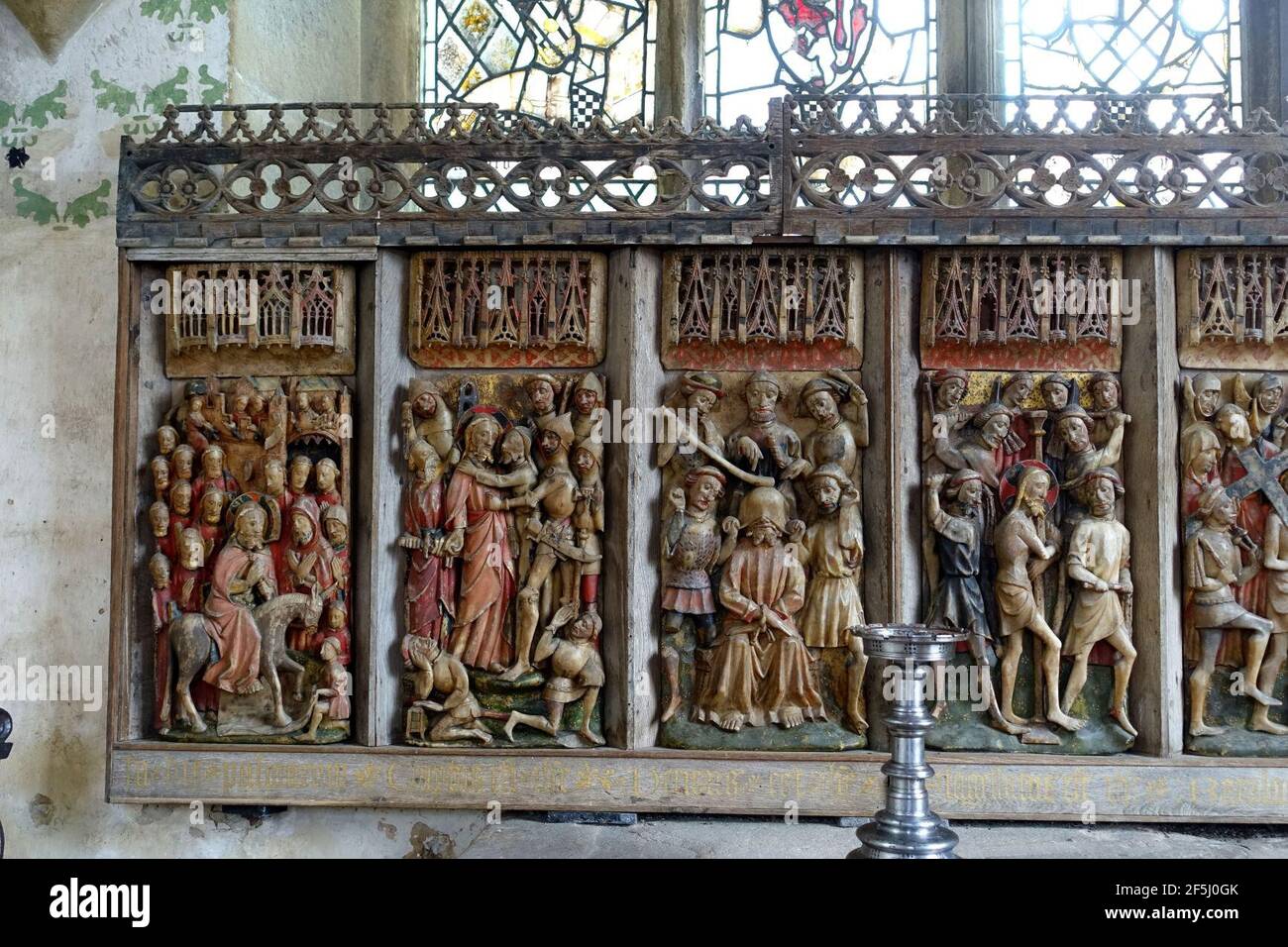 Redredos, 1 of 3, alabaster - Chapel of St Nicholas, Haddon Hall ...