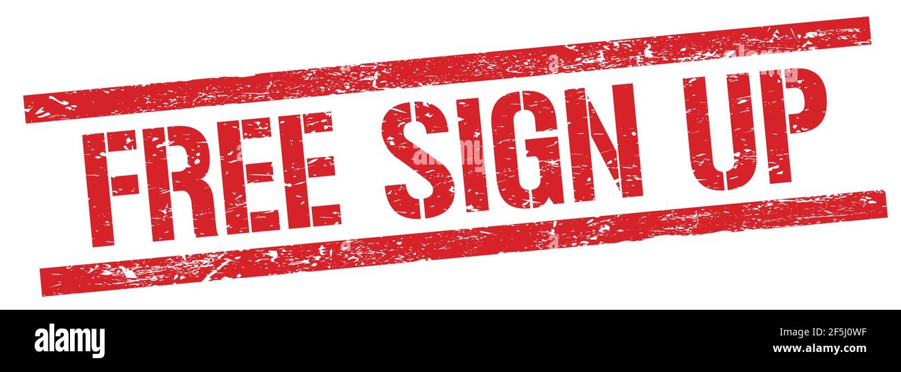 FREE SIGN UP text on red grungy rectangle stamp sign Stock Photo - Alamy