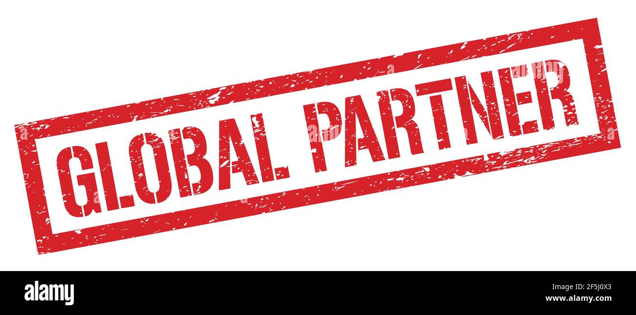 GLOBAL PARTNER red grungy rectangle stamp sign Stock Photo - Alamy