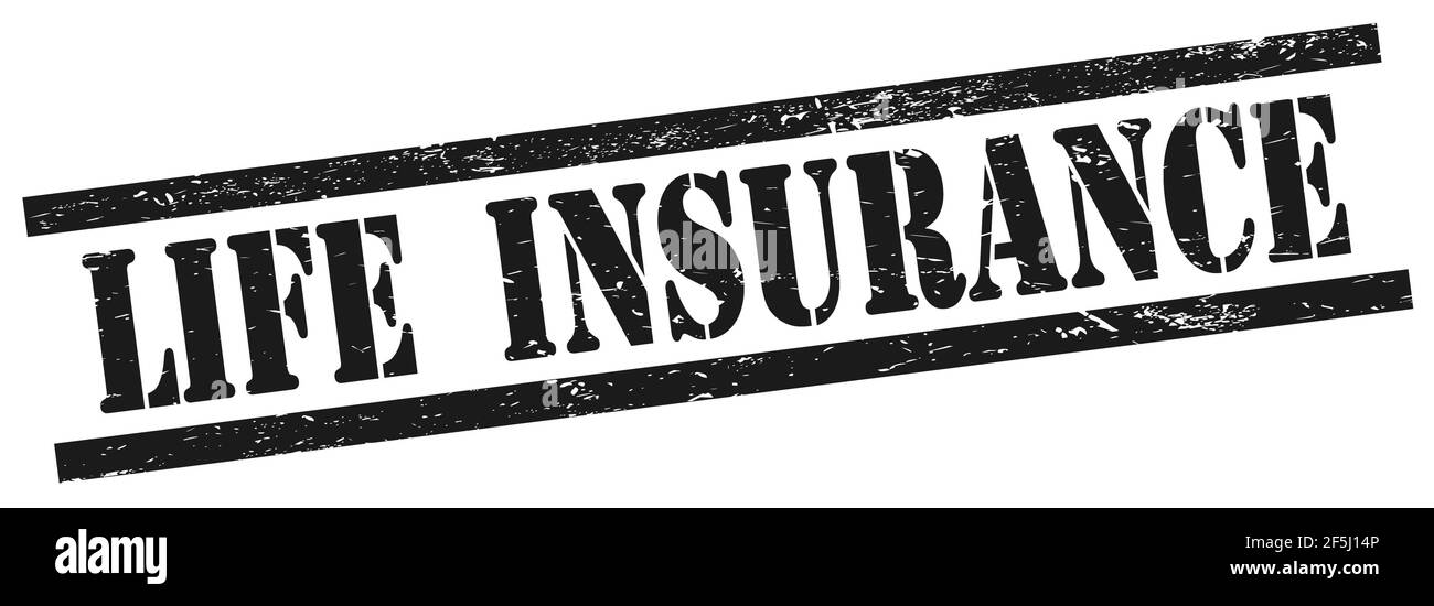 LIFE INSURANCE text on black grungy rectangle vintage stamp Stock Photo ...