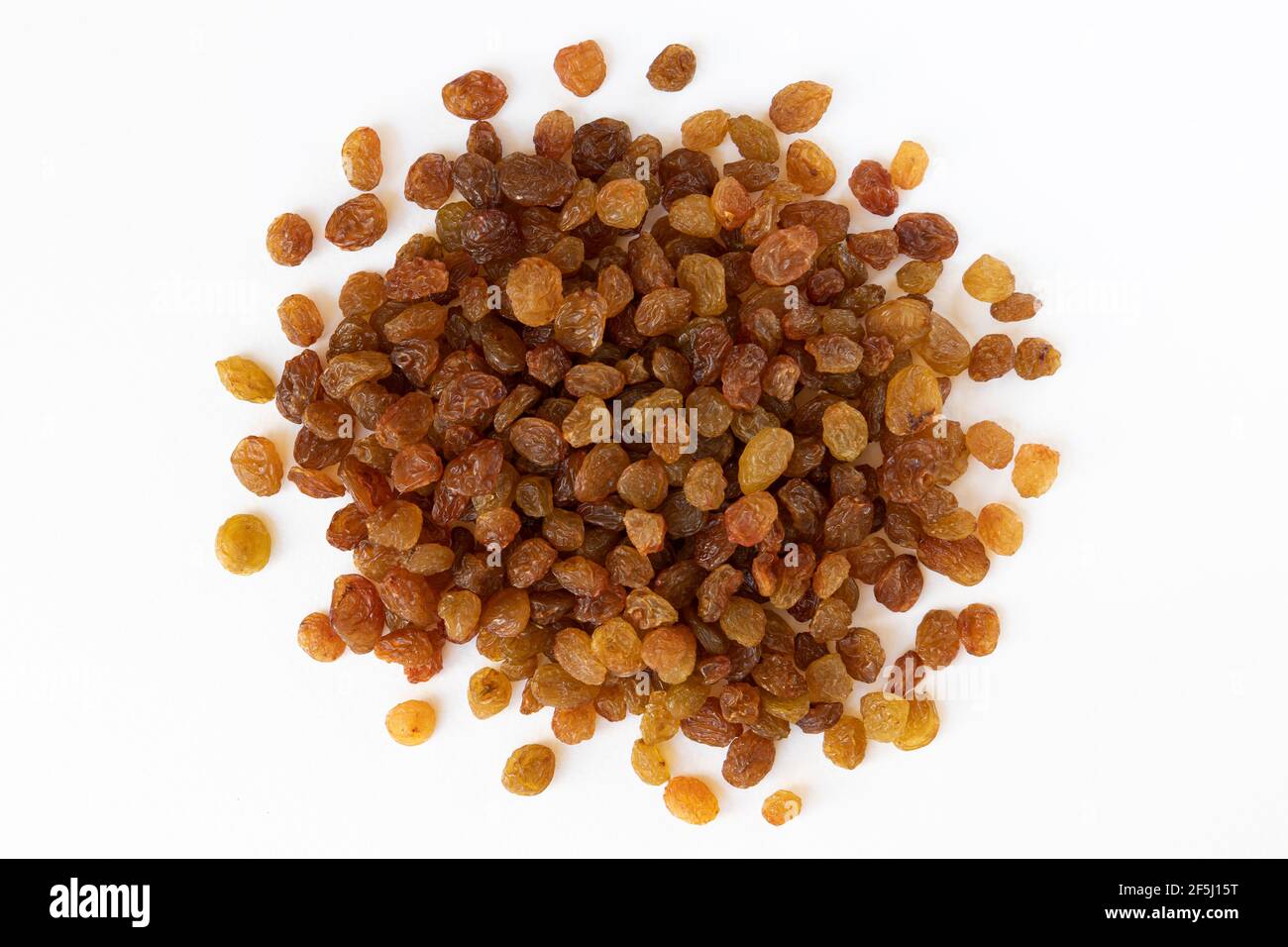 Raisin is a dried grape isolated on white background. View from above ...