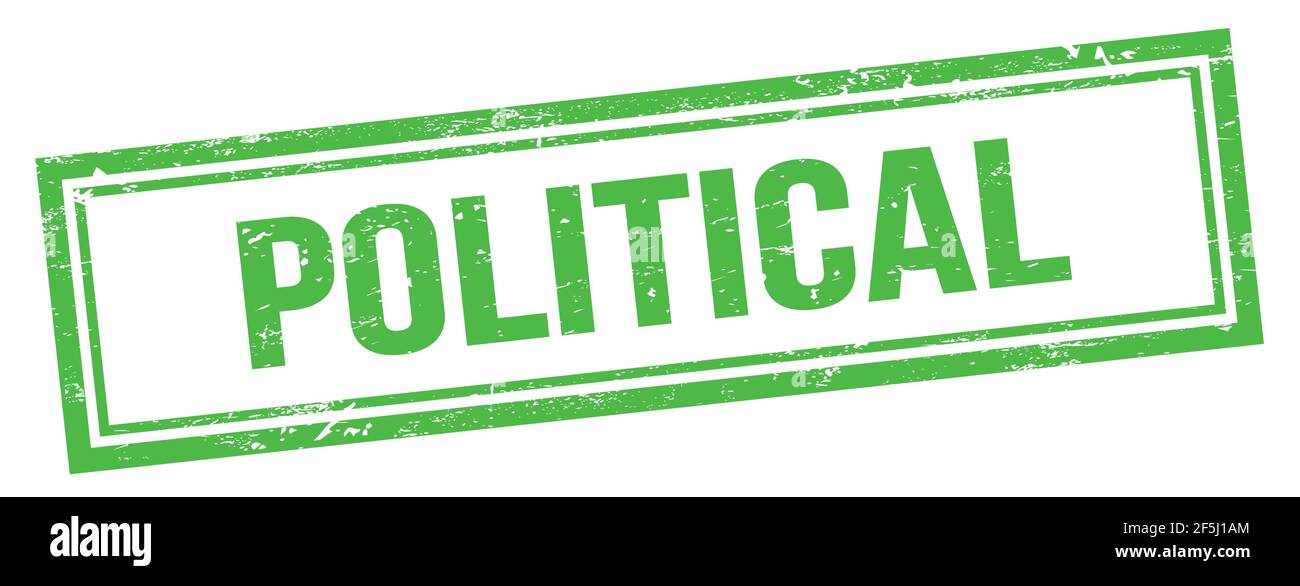 POLITICAL text on green grungy vintage rectangle stamp Stock Photo - Alamy