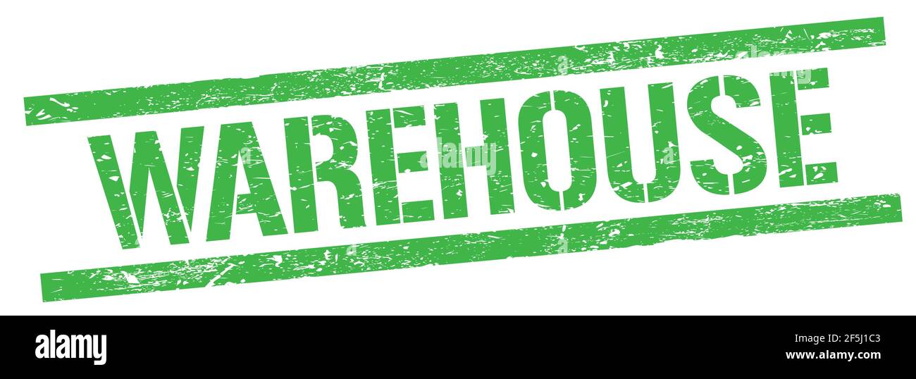 WAREHOUSE text on green grungy rectangle stamp sign Stock Photo - Alamy