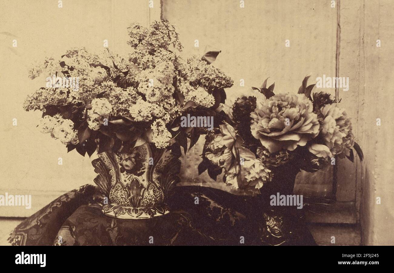Still Life of Two Vases on Covered Table Stock Photo - Alamy