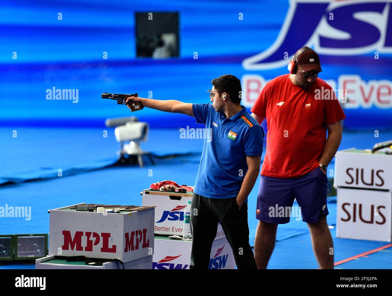 NEW DELHI, INDIA - MARCH 26: Indian Shooter Vijayveer Sidhu in a action ...