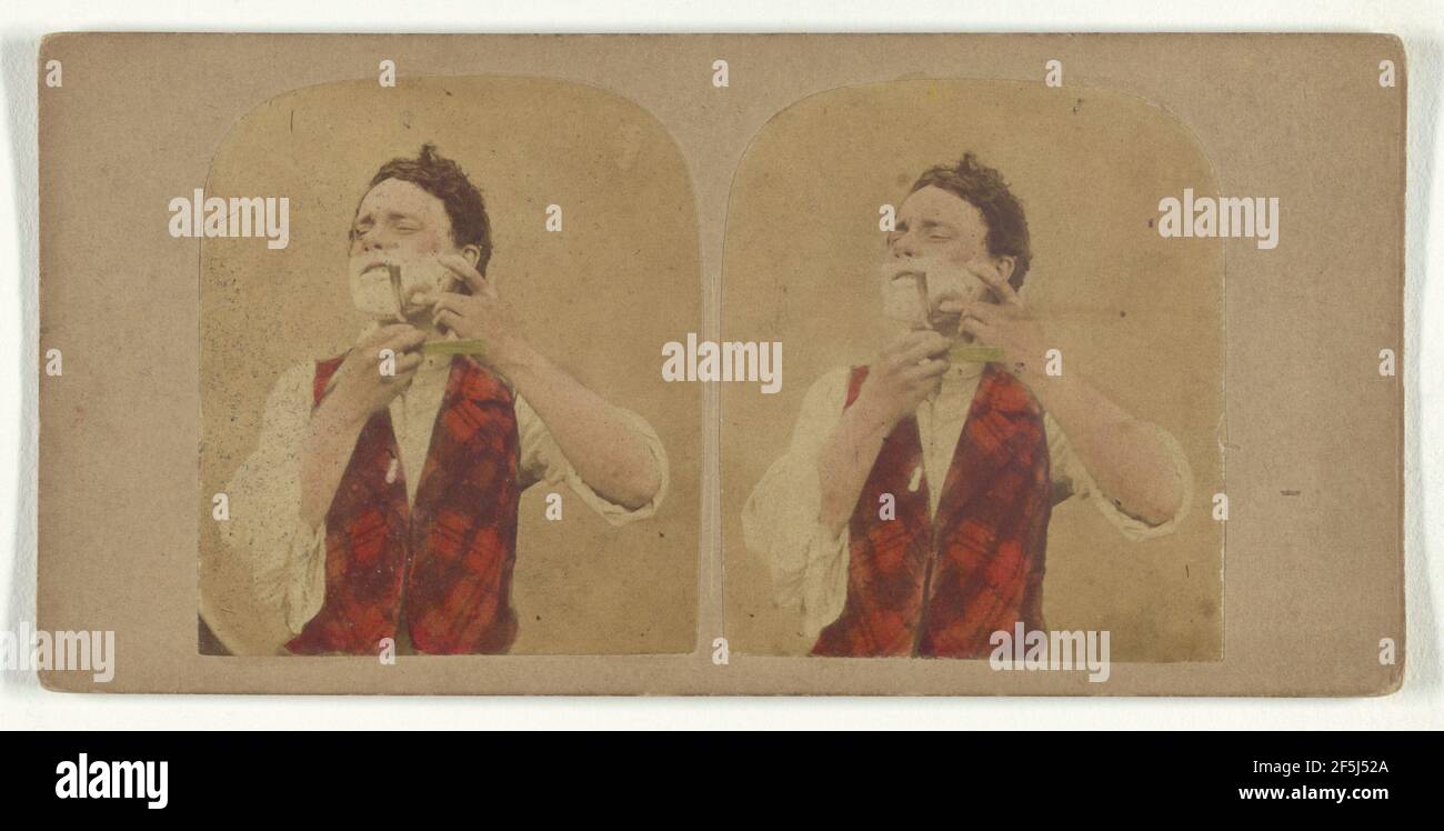 Man shaving. Attributed to Thomas Sutton (British, 1819 - 1875 Stock ...