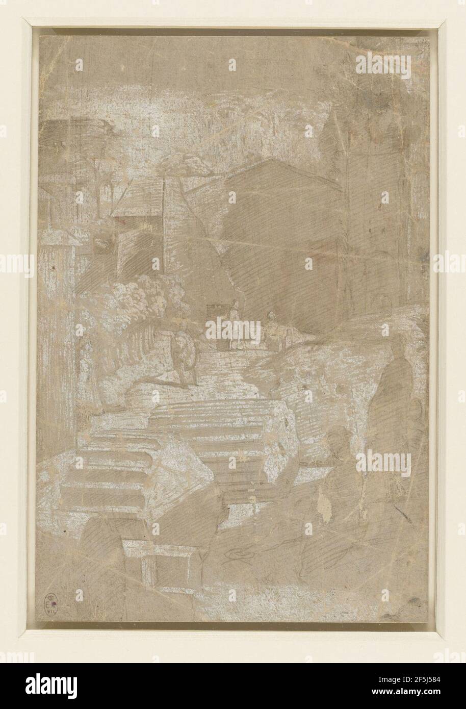Raphael - A landscape with figures and the ruins of a column c.1512 ...