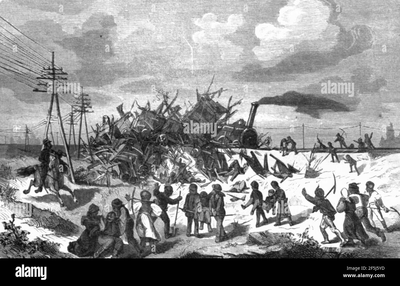 Railway accident near Budapest in 1873 Stock Photo - Alamy