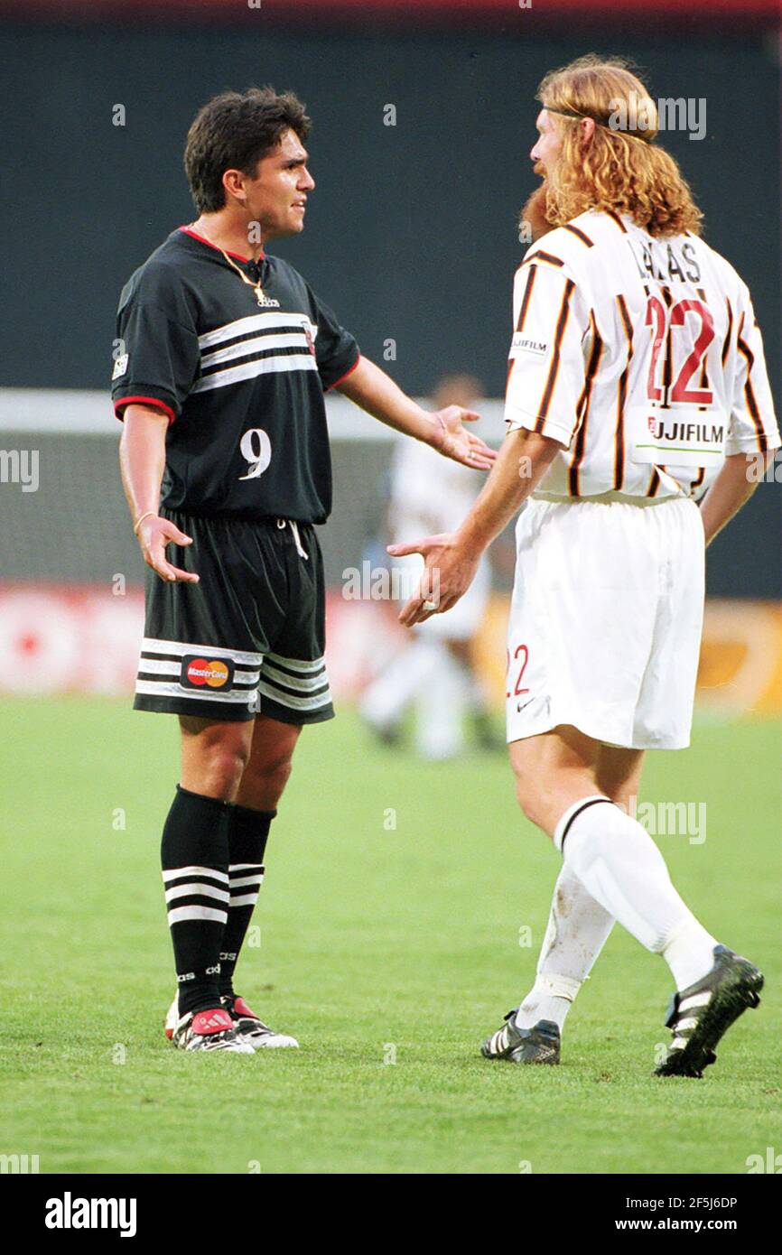 Jaime Moreno of D.C. United in actionagainst Alexi Lalas Stock Photo ...