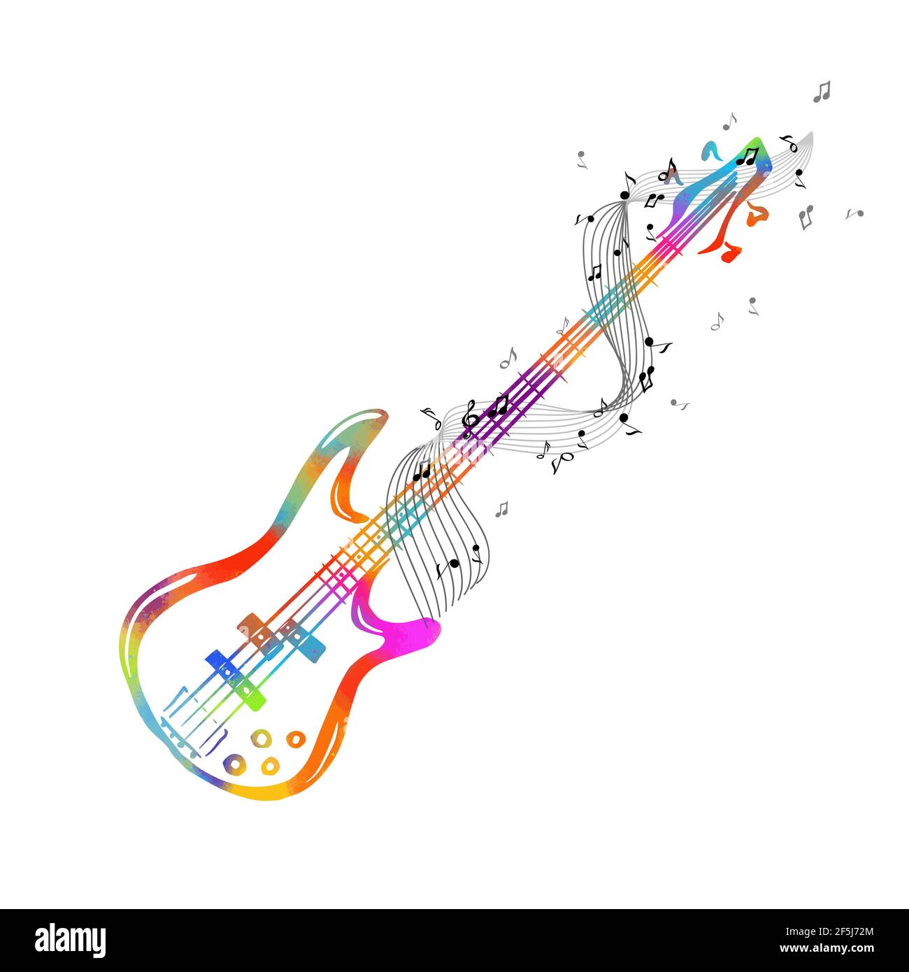 Abstraction guitar with notes. Vector illustration Stock Vector Image ...