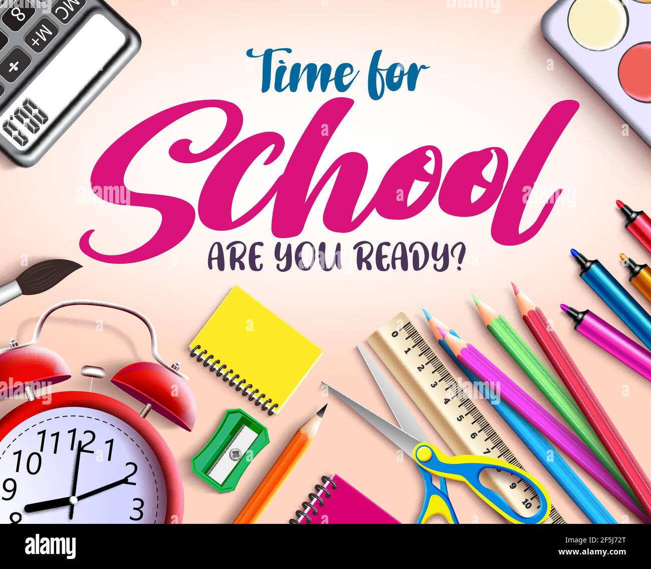 Back to school vector banner background. Time for school text with ...