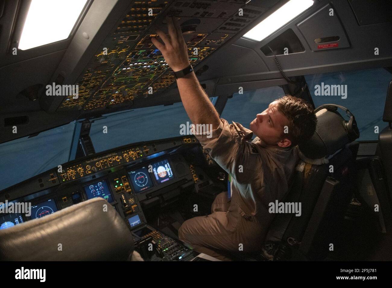 RAAF pilot conducting pre-flight checks inside a KC-30 in 2019 Stock ...