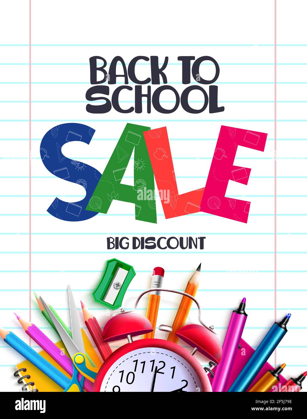Back to school sale vector poster design. Back to school sale big ...