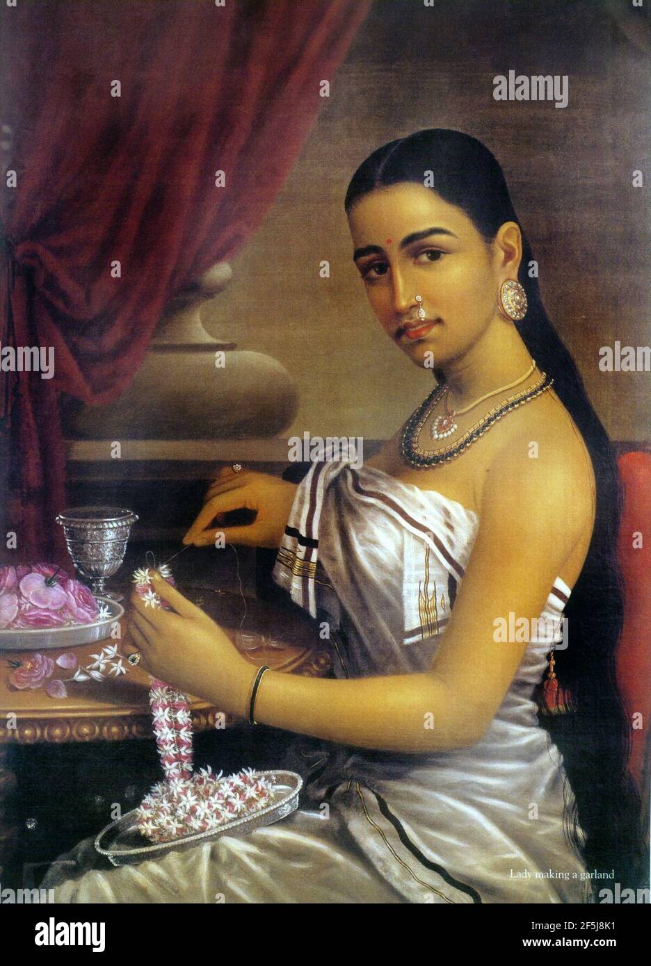 Raja Ravi Varma, Lady with Flower Garland Stock Photo - Alamy