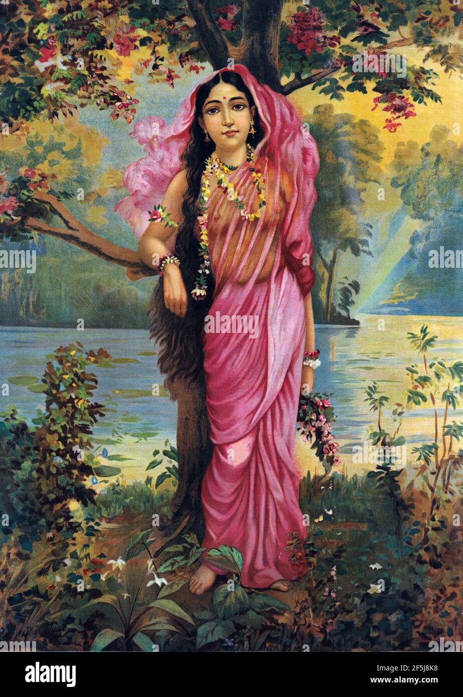 Raja Ravi Varma, Vasantika (oleographic print Stock Photo - Alamy