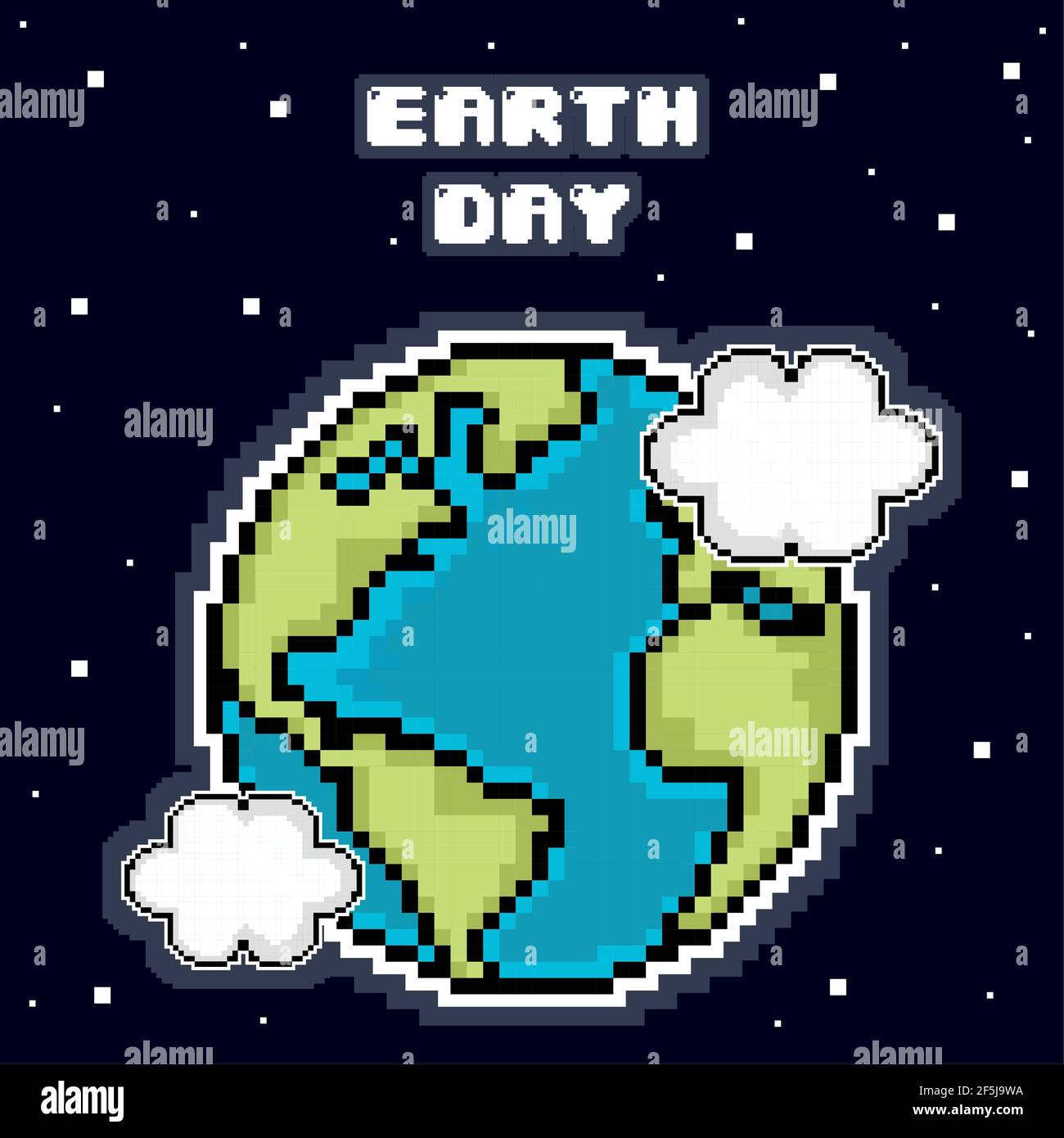 Earth day pixel art with text - Vector illustration Stock Vector Image ...