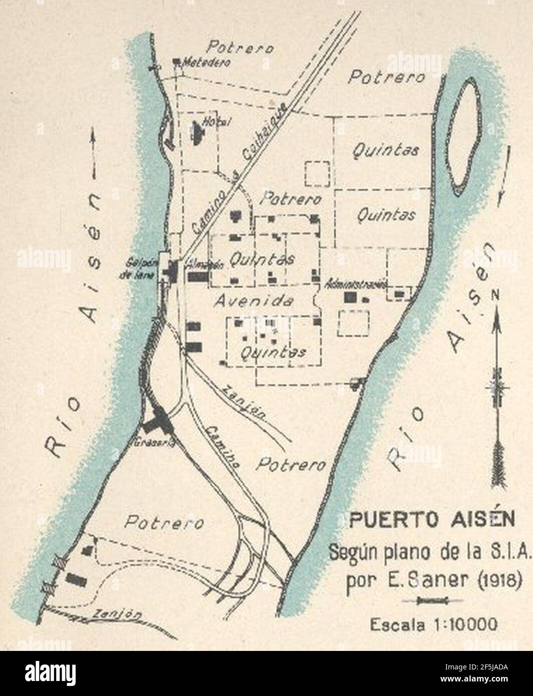 Puerto Aisen Plano 1918 Stock Photo - Alamy