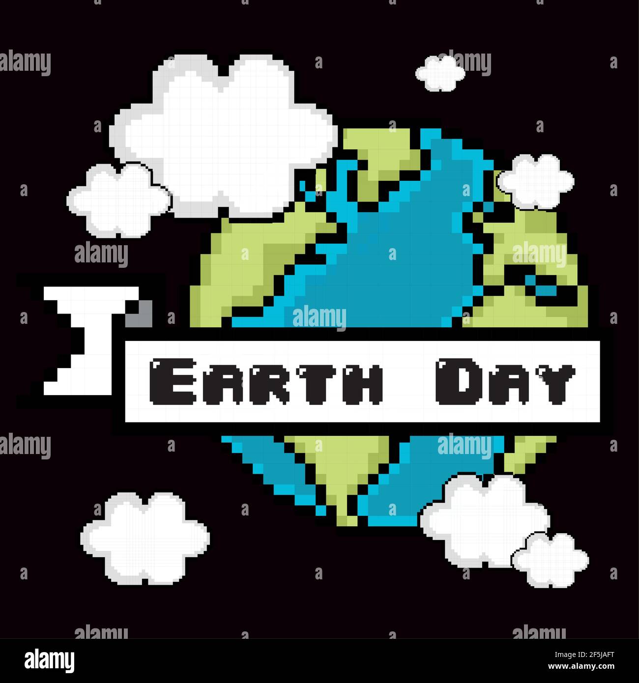 Earth day pixel art with text - Vector illustration Stock Vector Image ...