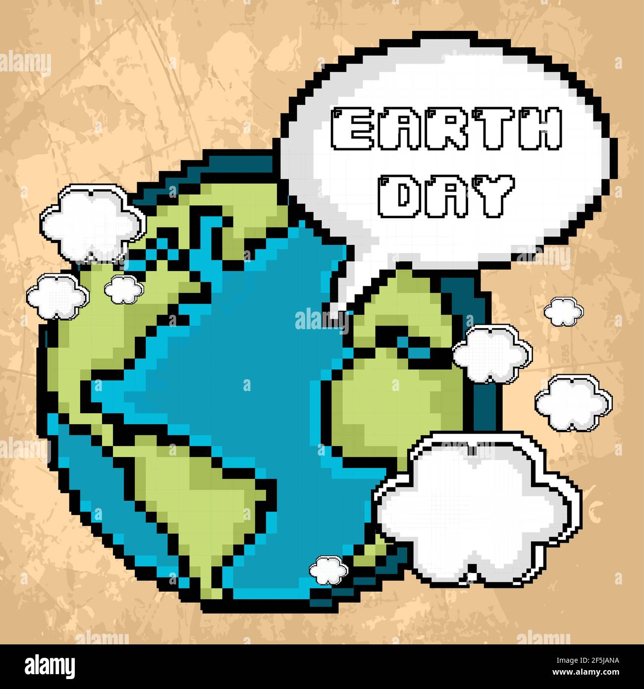 Earth day pixel art with text - Vector illustration Stock Vector Image ...