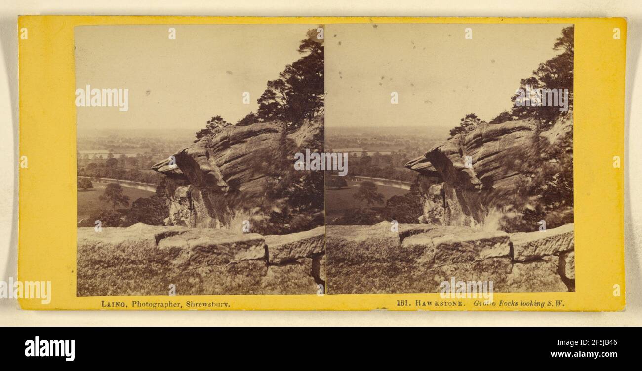 Hawkstone. Grotto Rocks looking S.W.. Laing (Swiss, active 1860s Stock ...