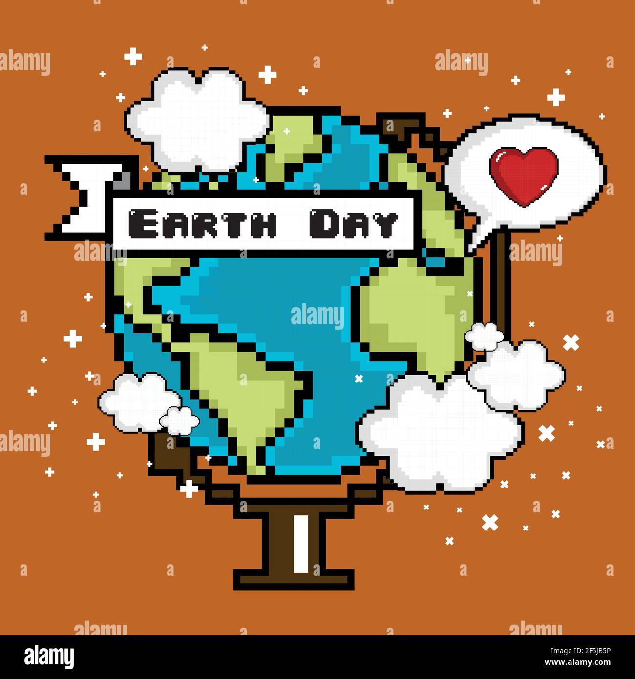 Earth day pixel art with text - Vector illustration Stock Vector Image ...