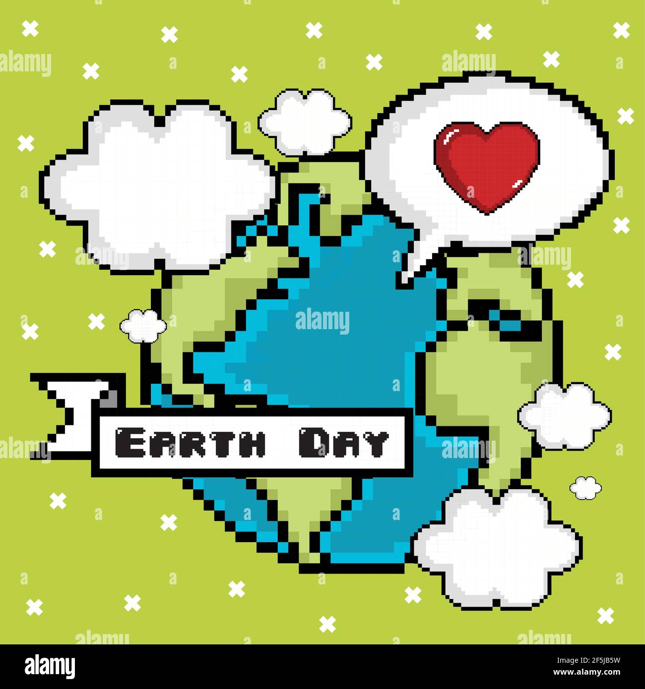 Earth day pixel art with text - Vector illustration Stock Vector Image ...