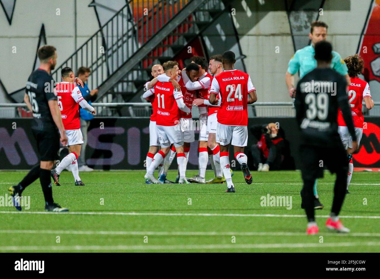 MAASTRICHT, NETHERLANDS - MARCH 26: 2-0 MVV Maastricht goal by Joy ...