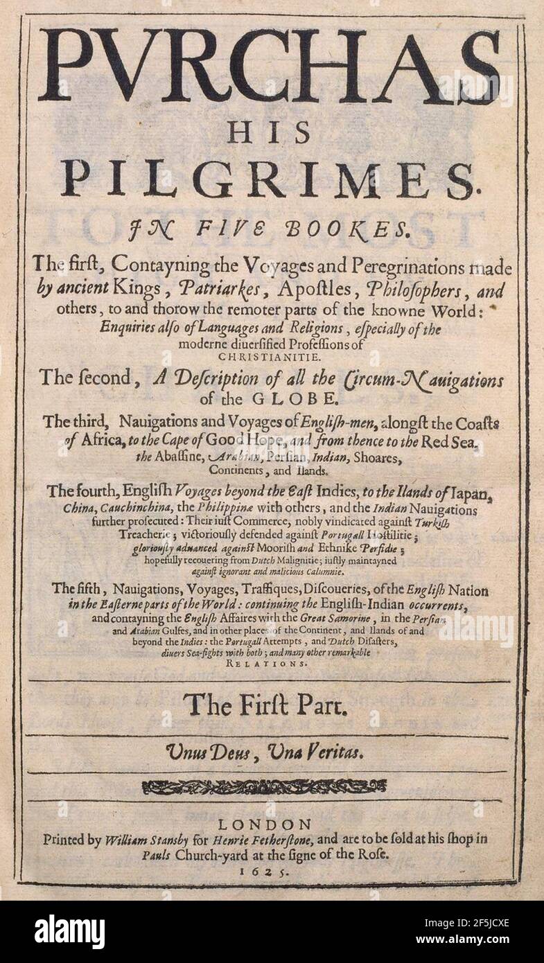 Purchas his Pilgrimes by Samuel Purchas Stock Photo - Alamy