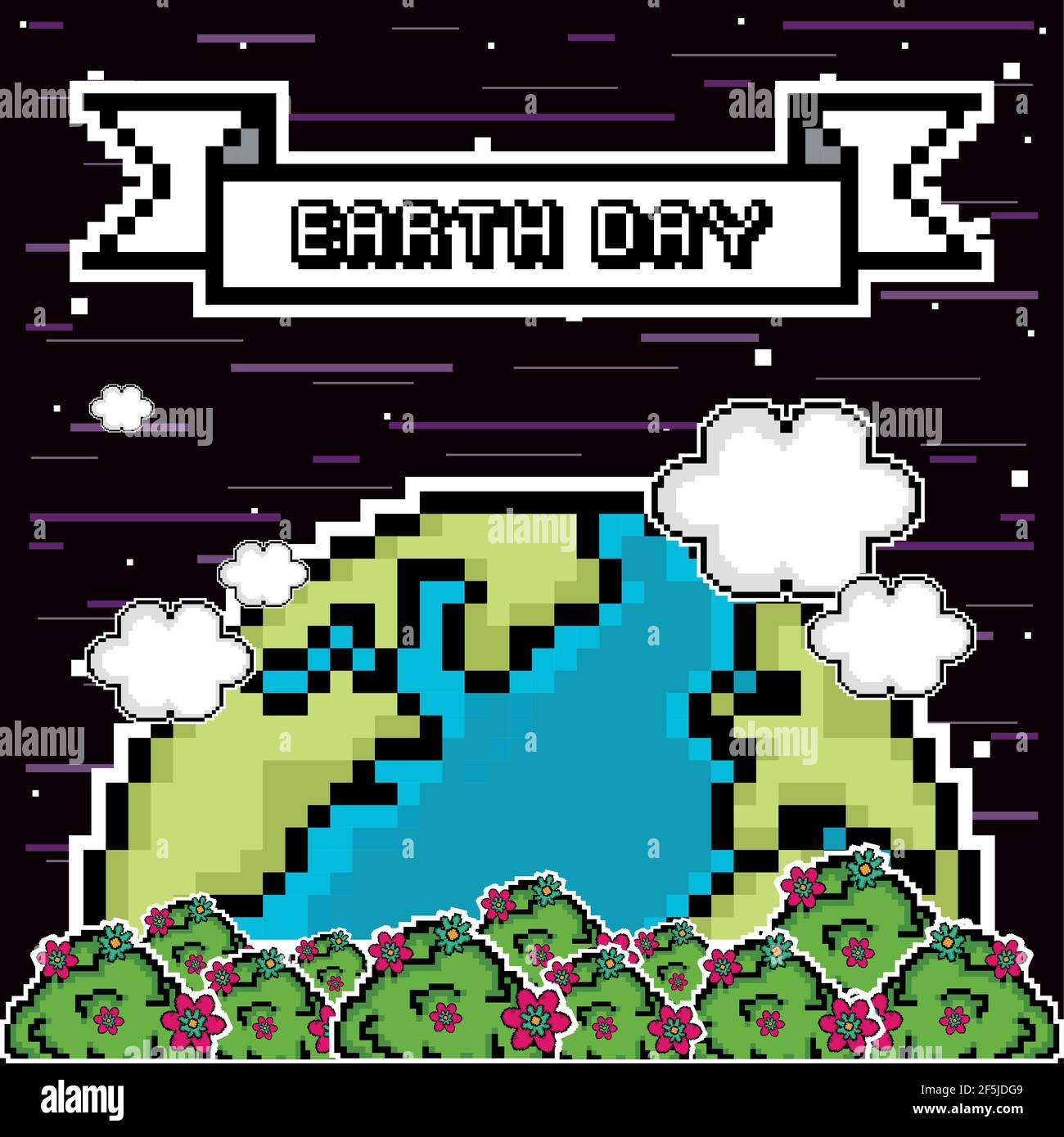 Earth day pixel art with text - Vector illustration Stock Vector Image ...