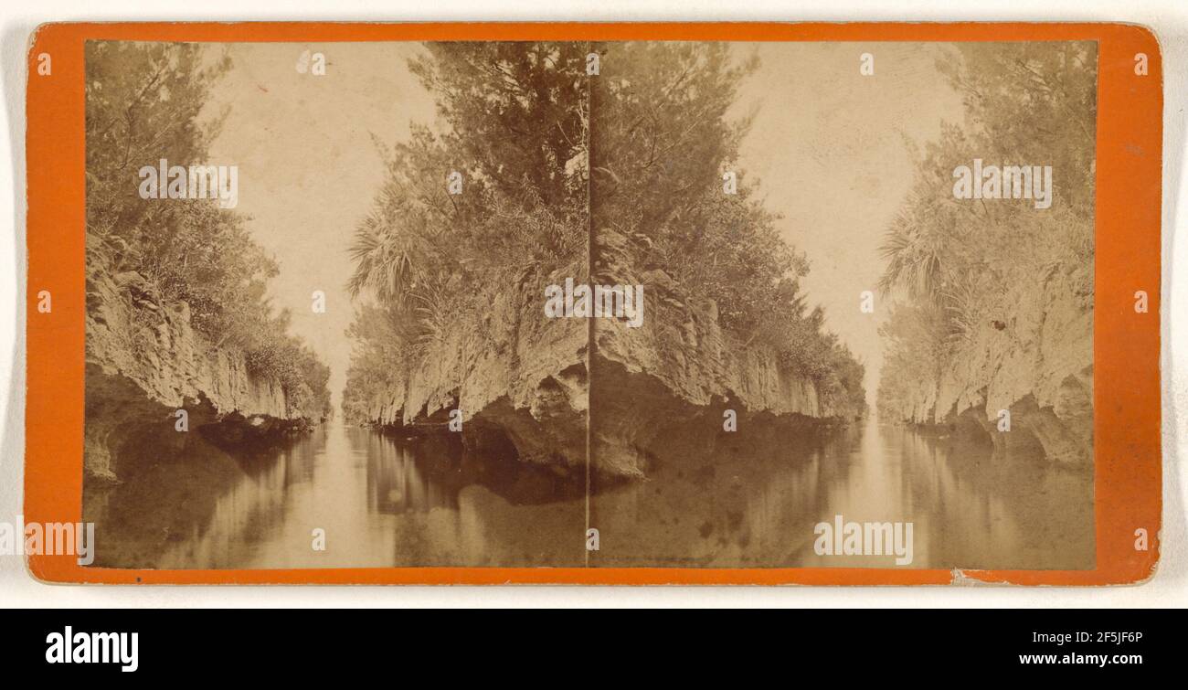 Canal in the Southern Part of Florida. Cut through solid coquina rock ...