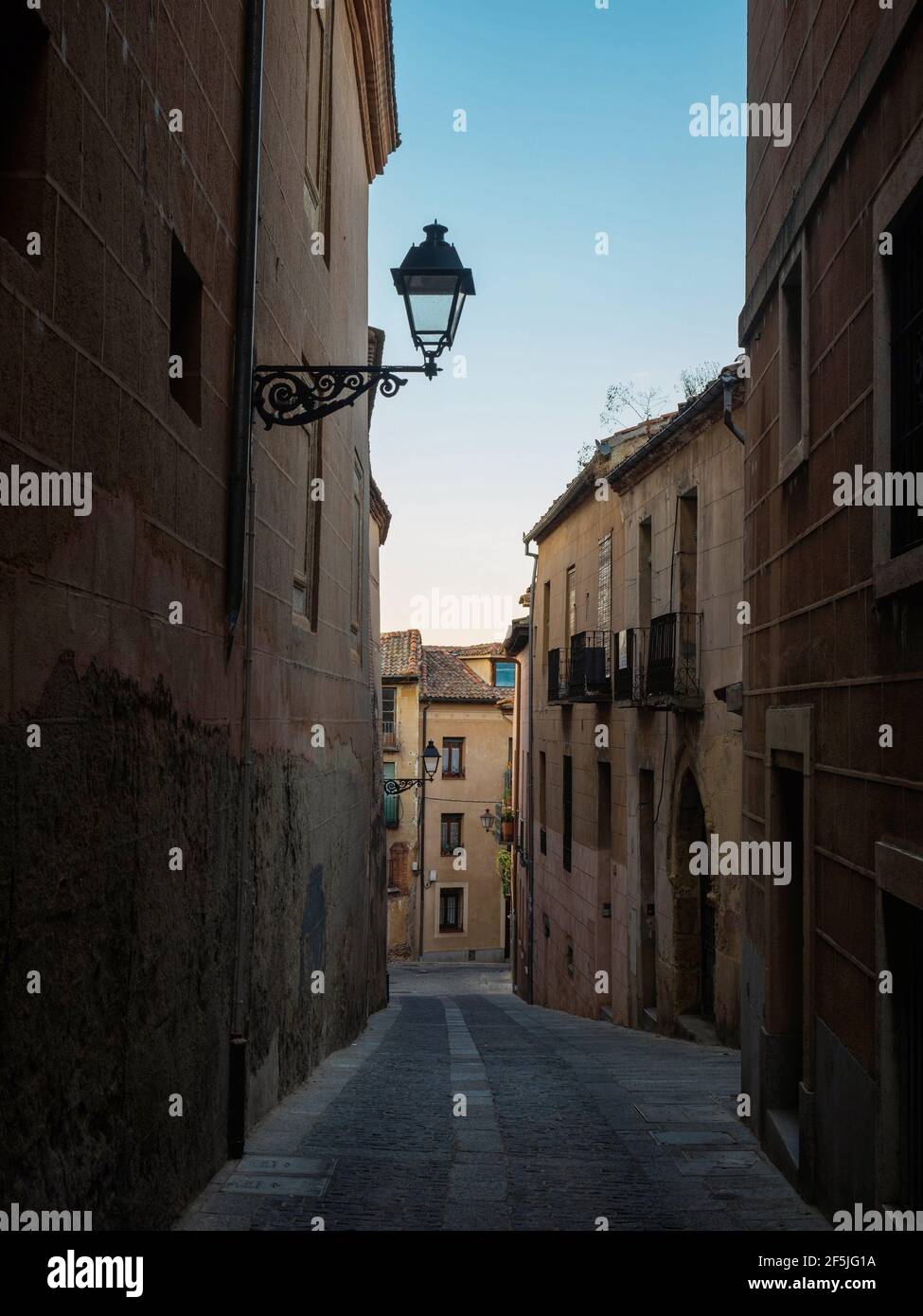 Narrow alley cobblestone streets of quaint charming picturesque city ...