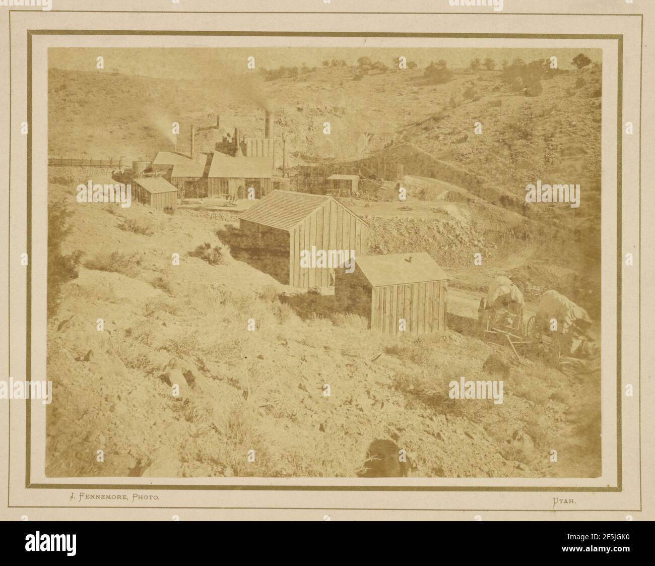 Cabins and Wagons at Mining Camp. James H. Fennemore (American, 1849 ...