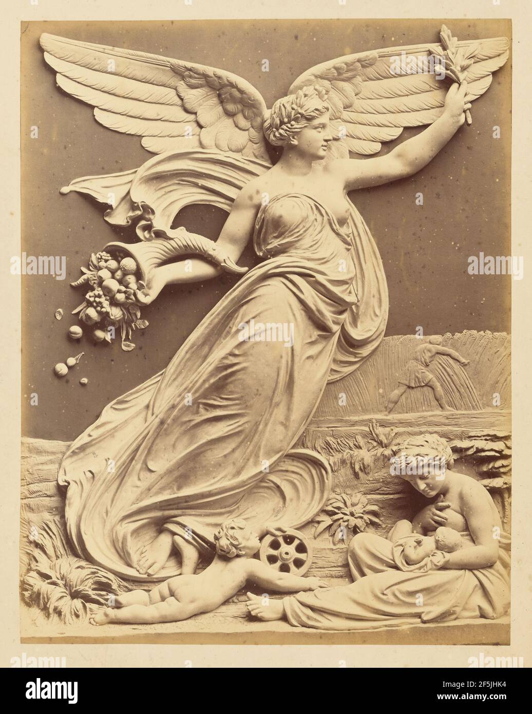 Relief sculpture of winged figure with cornucopia. Unknown maker ...
