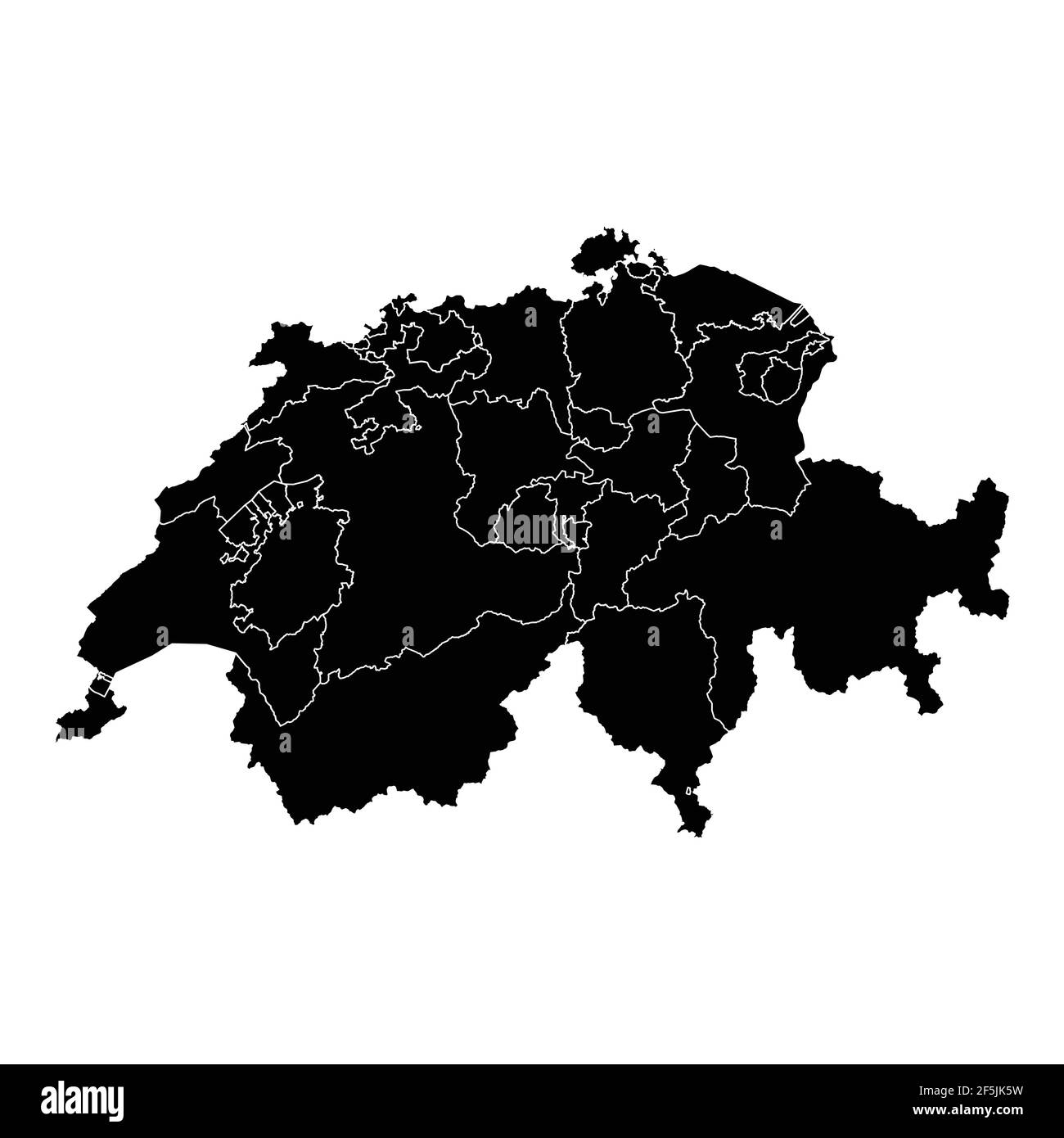 Switzerland country map vector with regional areas Stock Vector Image ...