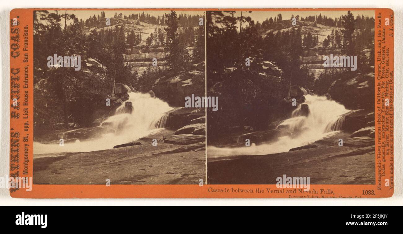 Cascade between the Vernal and Nevada Falls, Yosemite Valley, Mariposa ...