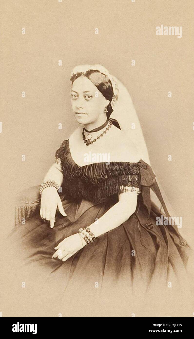 Queen Emma of Hawaii, photograph by Bradley & Rulofson02 Stock Photo ...
