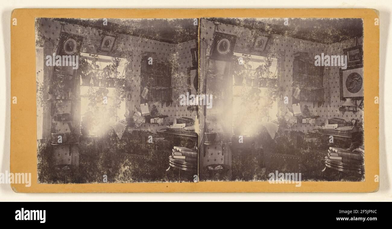 Interior of a room, intense sunlight shining through window. James ...