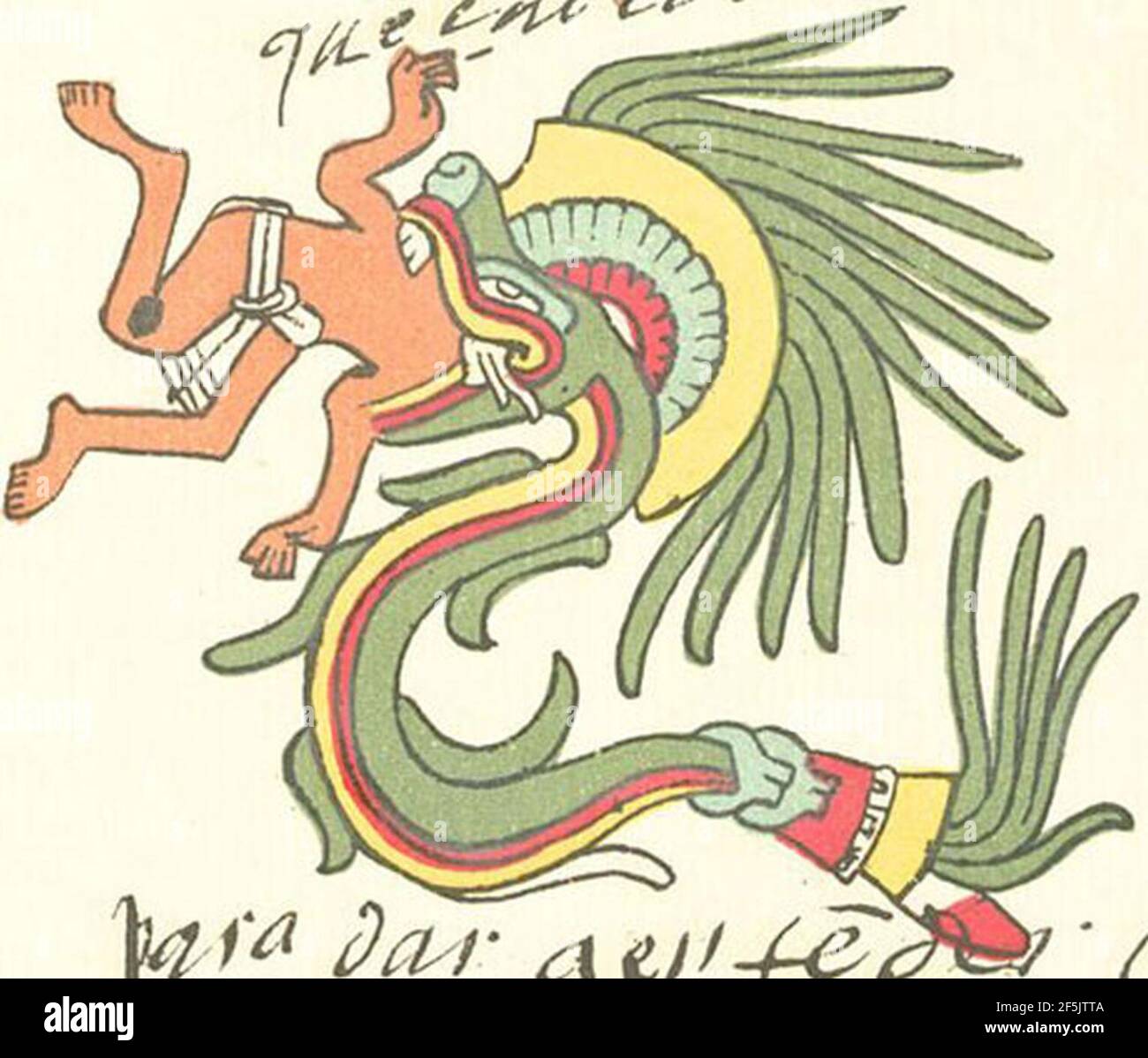 Quetzalcoatl feathered serpent form as depicted in the Codex Telleriano ...