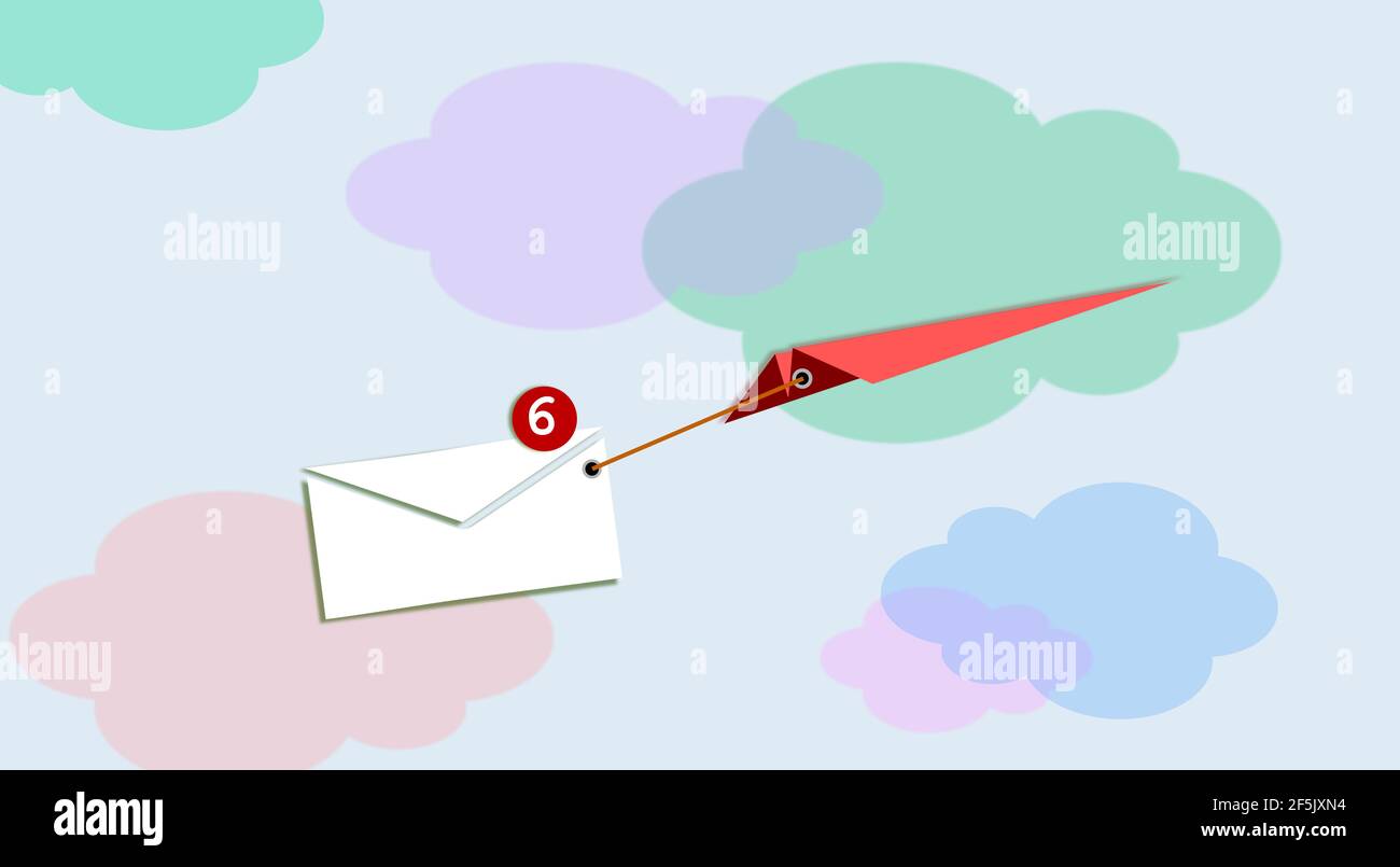 Feelings, COMMUNICATION. Message flying, speed. Paper plane dragging ...