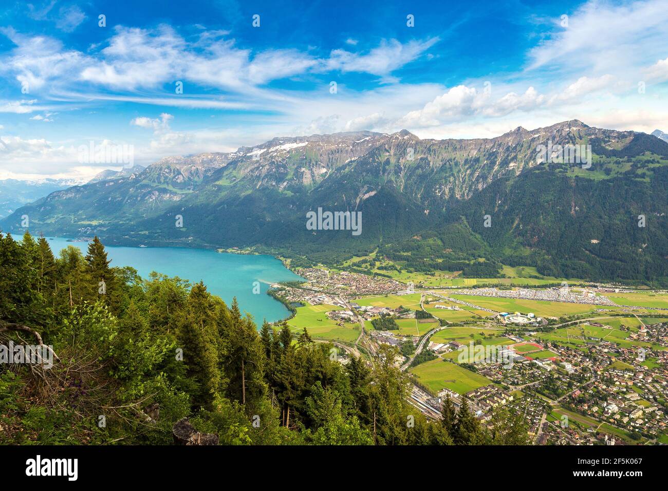 Panoramic view of Interlaken in a beautiful summer day, Switzerland ...