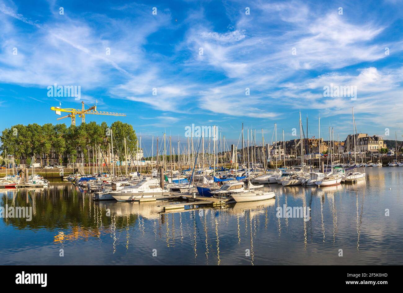 Panorama of Trouville and Touques river in a beautiful summer day ...