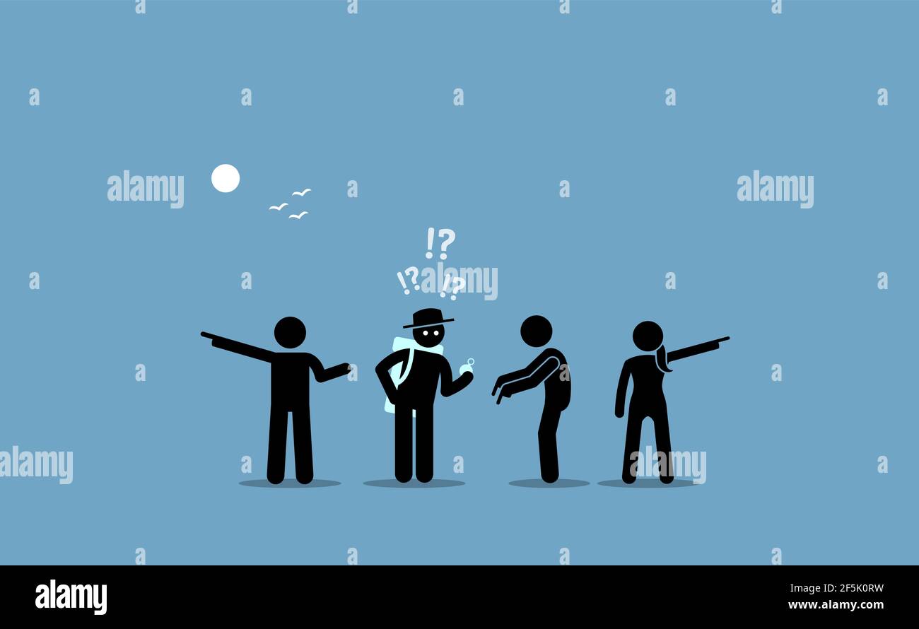 Traveler try to find a location with a compass and people are ...