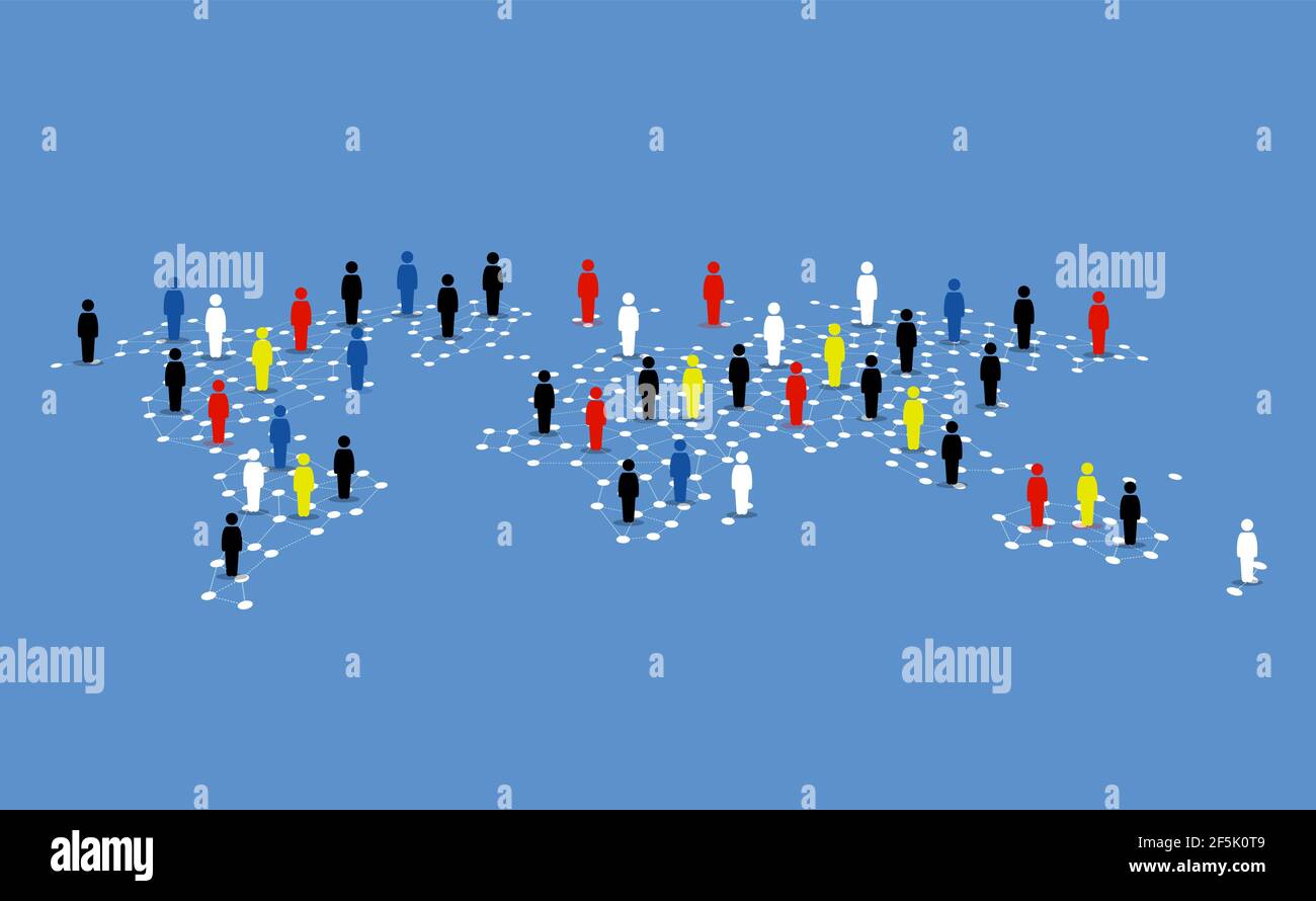 Different type of people around the world map. Vector illustration ...