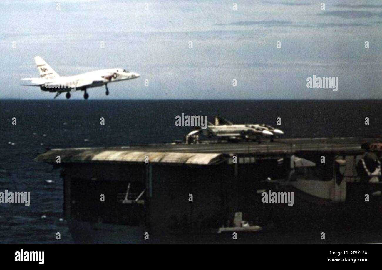 RA-5C RVAH-5 approaching USS Constellation (CVA-64) c1968 Stock Photo ...