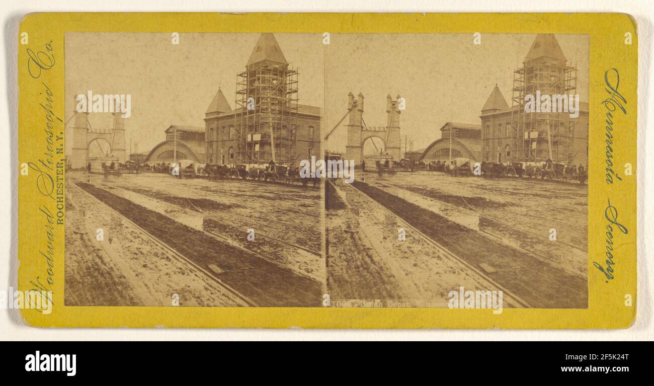 Train Depot, Minneapolis, Minn.. C.W. Woodward (American, 1836 - 1894 ...