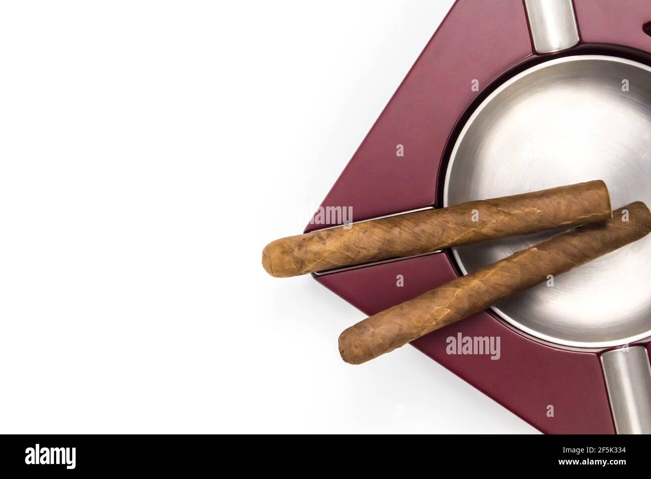 Cuban cigar in ashtray. View from above on white background Stock Photo ...