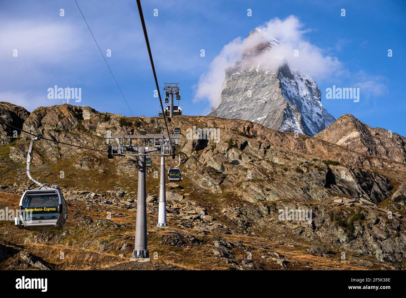 Zermatt, Switzerland - September 21 2020: The Matterhorn express cable ...